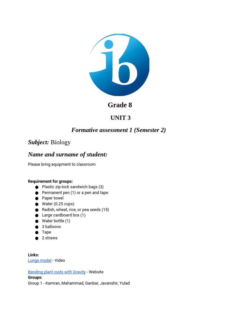 Grade 8 Biology Experiment Guidelines | PDF | Scientific Method | Science