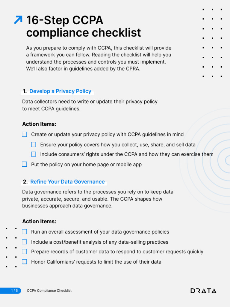 CCPA Checklist Printable | PDF | Regulatory Compliance | Computer Security