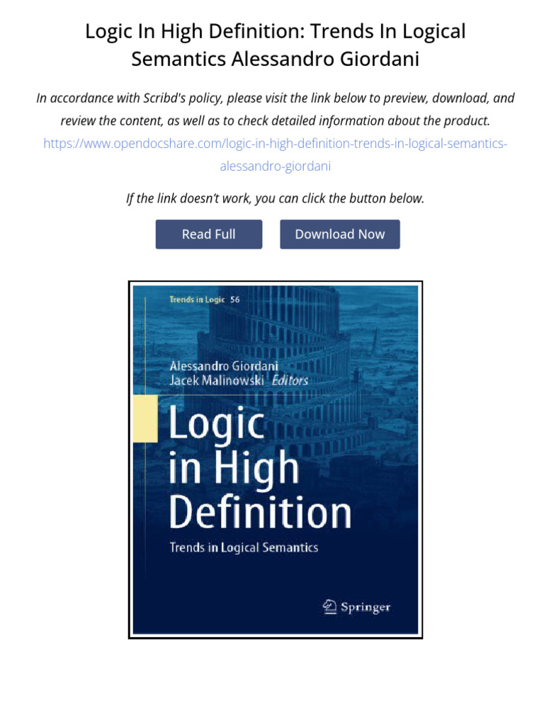 Logic in High Definition: Trends in Logical Semantics Alessandro ...