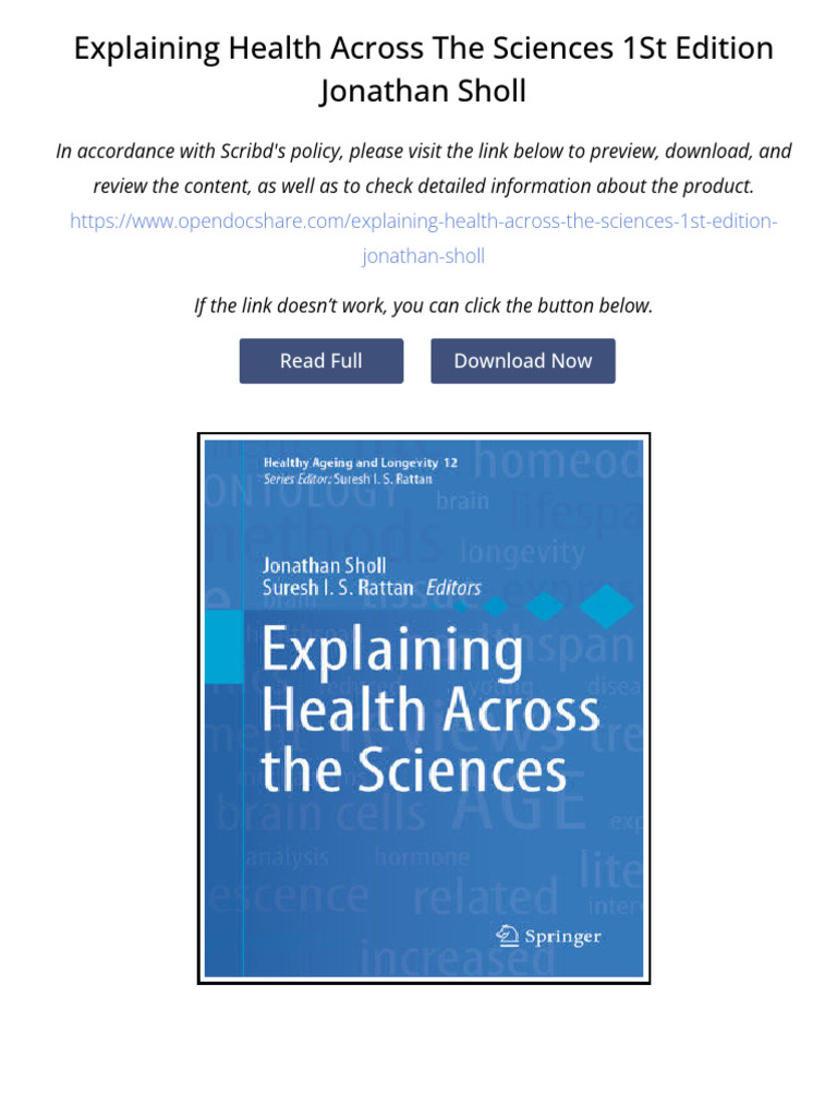 Explaining Health Across the Sciences 1st Edition Jonathan Sholl | PDF ...