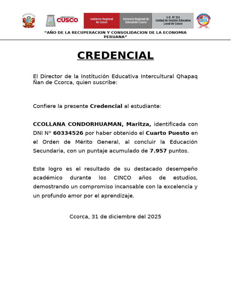 Credencial de Maritza | PDF
