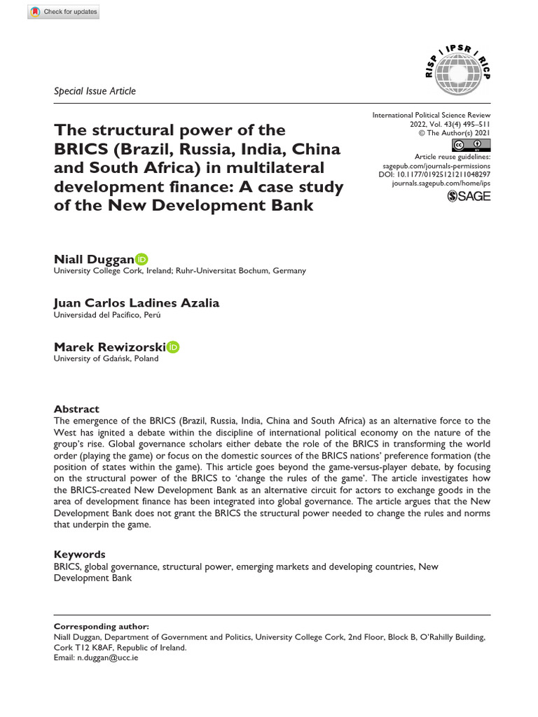 A Case Study of the New Development Bank | PDF | Governance | Banks