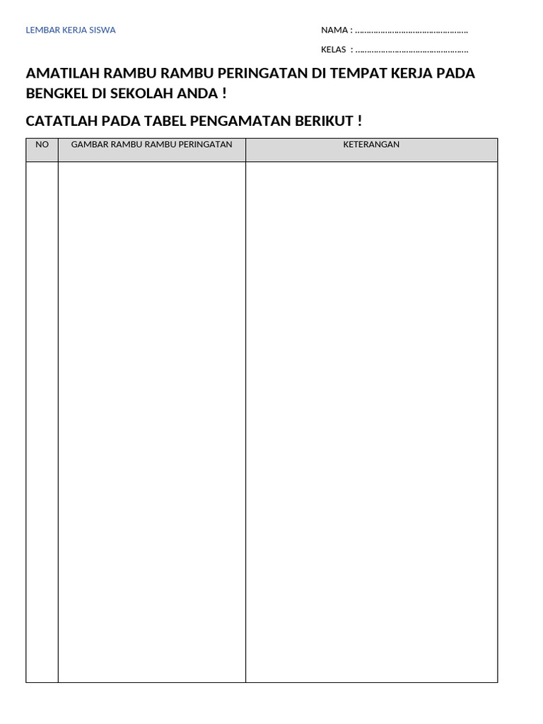 Pengamatan Rambu Peringatan di Bengkel | PDF