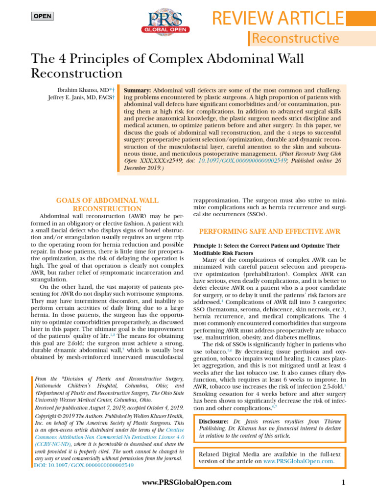 The 4 Principles of Complex Abdominal Wall.19 | PDF | Glycated ...