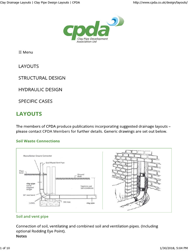Clay Drainage Layouts _ Clay Pipe Design Layouts _ CPDA | PDF