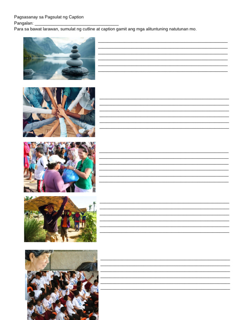 Pagsasanay Sa Pagsulat Ng Caption | PDF