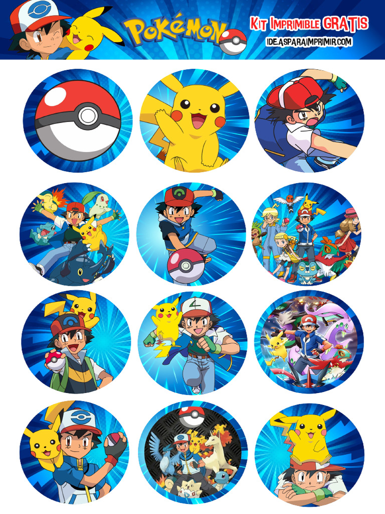 Etiquetas Stickers Toppers Pokemon Pikachu Para Imprimir Gratis (1) | PDF