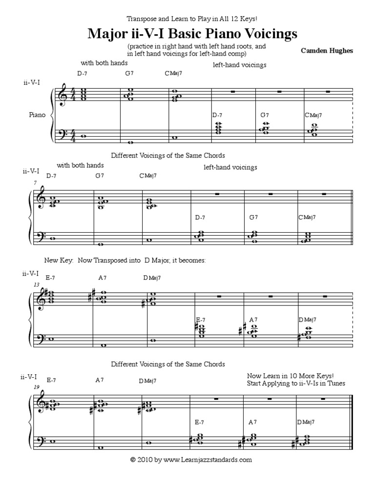 Major II V I Basic Piano Voicings | PDF