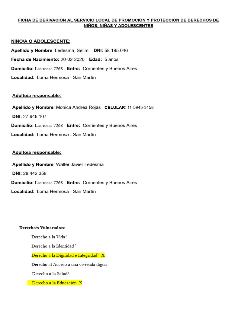 DNyA Selim Ledesma Presentacion.doc | PDF | Abuso infantil