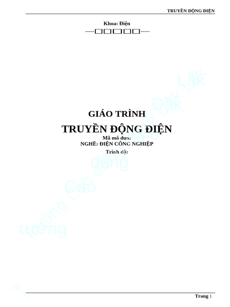 Giao Trinh Truyen Dong Dien-đã Chuyển Đổi | PDF