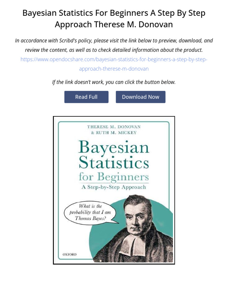Bayesian Statistics for Beginners A Step by Step Approach Therese M ...