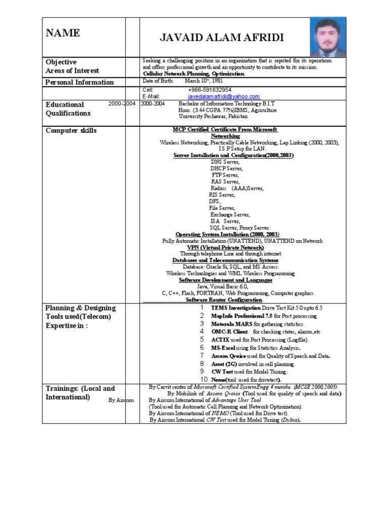 Javed Alam Resume | PDF | Server (Computing) | Computer Network