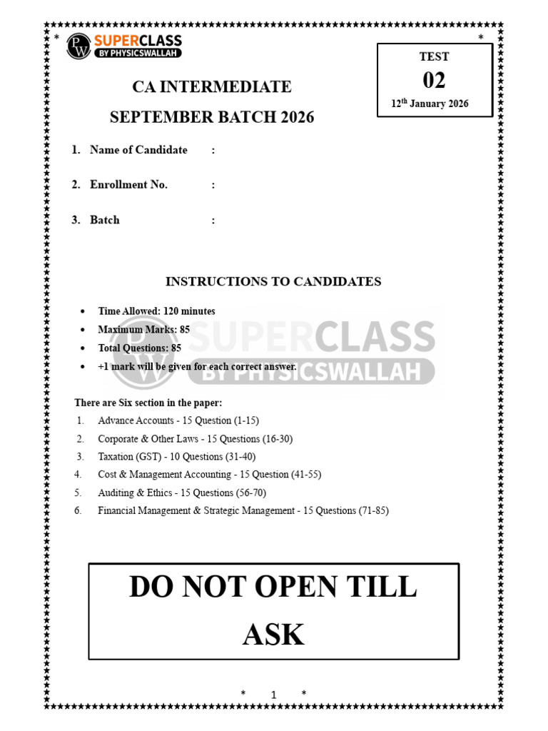 CA Intermediate Exam Instructions and Questions | PDF | Share ...