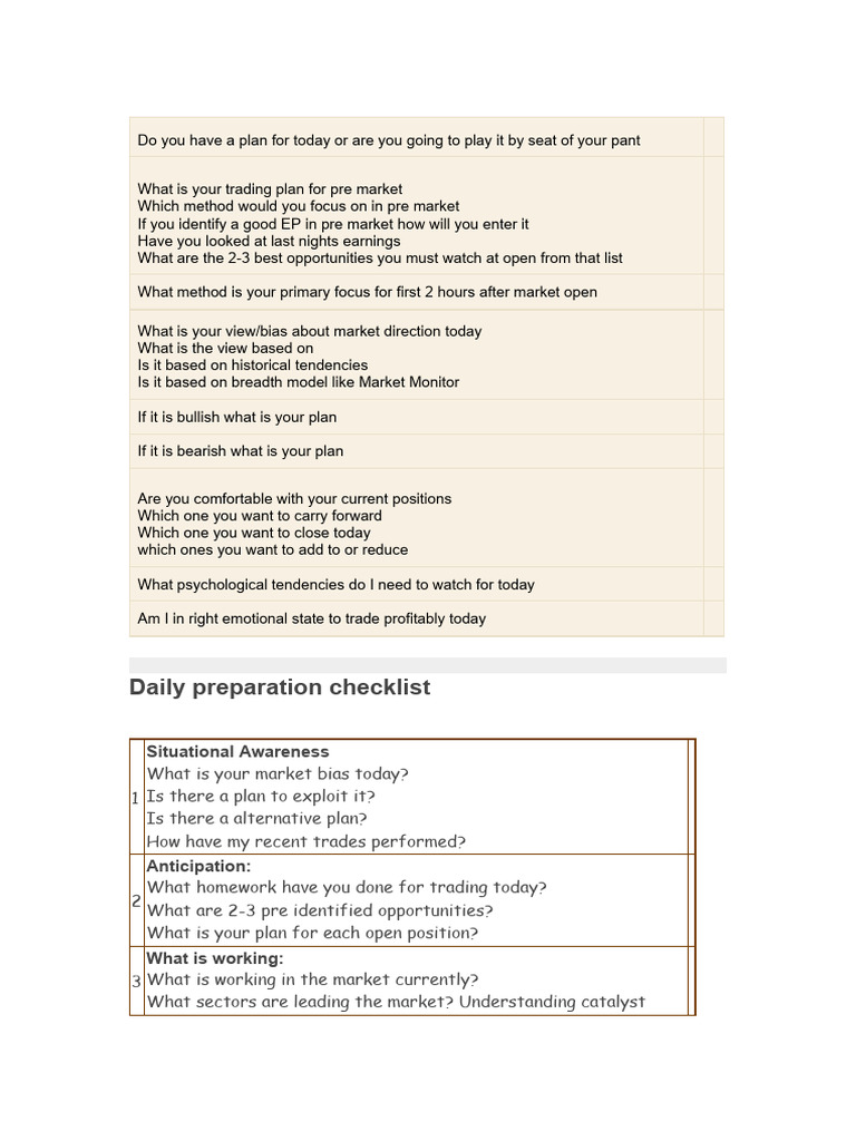 Daily Preparation Checklist.docx | PDF