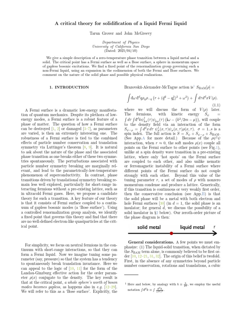 Fermi Liquid to Solid Phase Transition | PDF | Quantum Field Theory ...