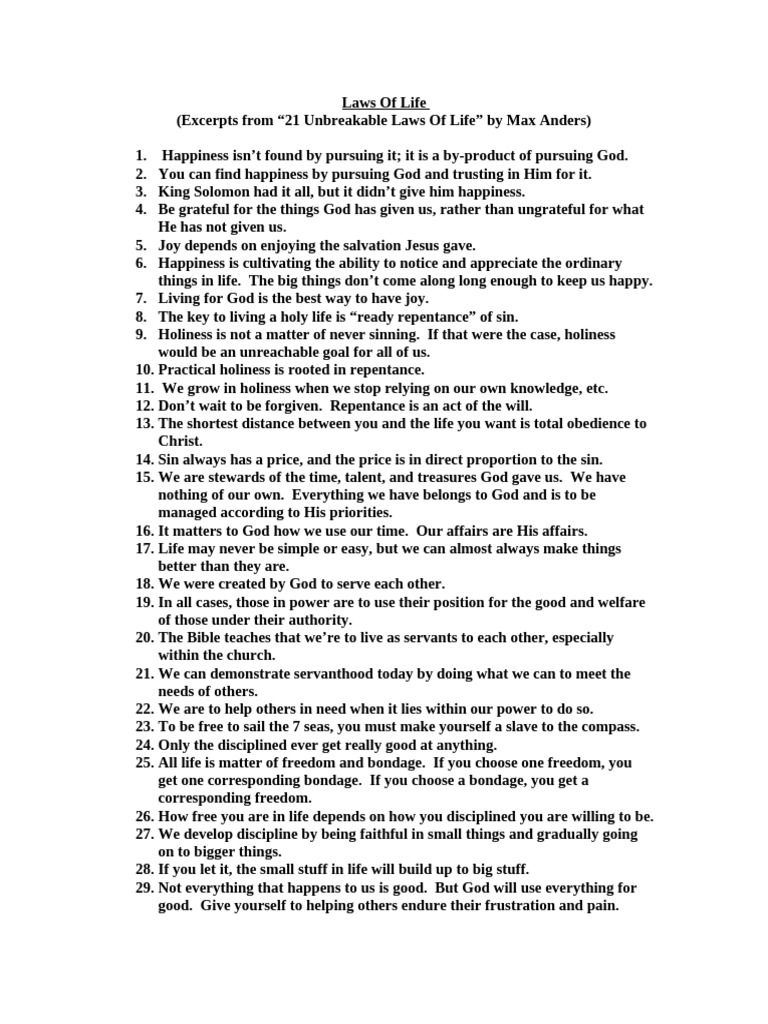 Laws Of Life- Max Anders | PDF | Faith | Forgiveness