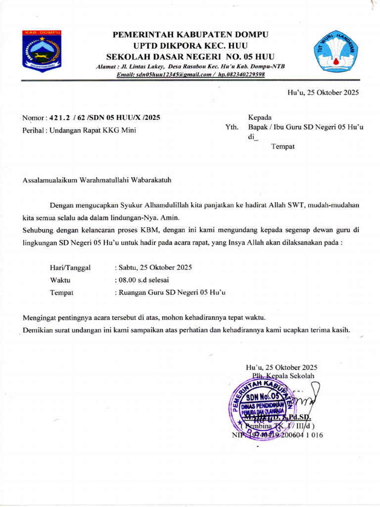 Undangan Rapat KKG Mini | PDF