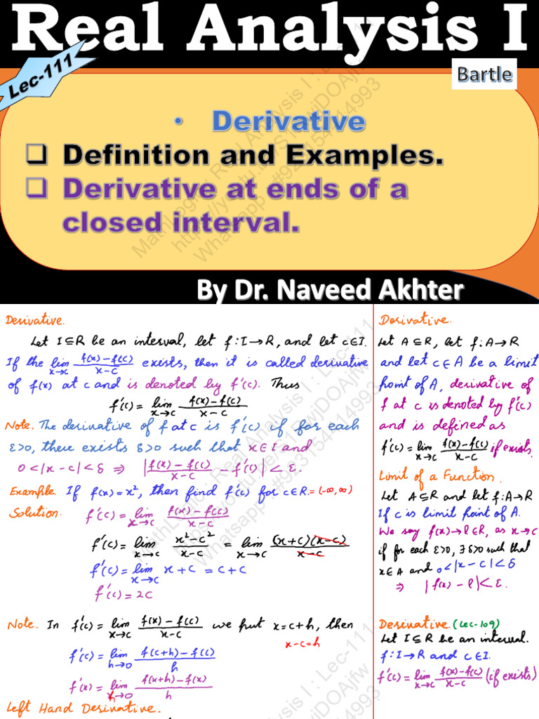 Lec-111 Derivative Def and Examples | PDF