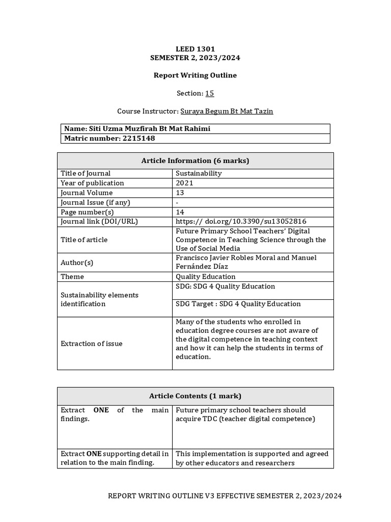 Reading Report Outline Template | PDF | Multimedia | Communication