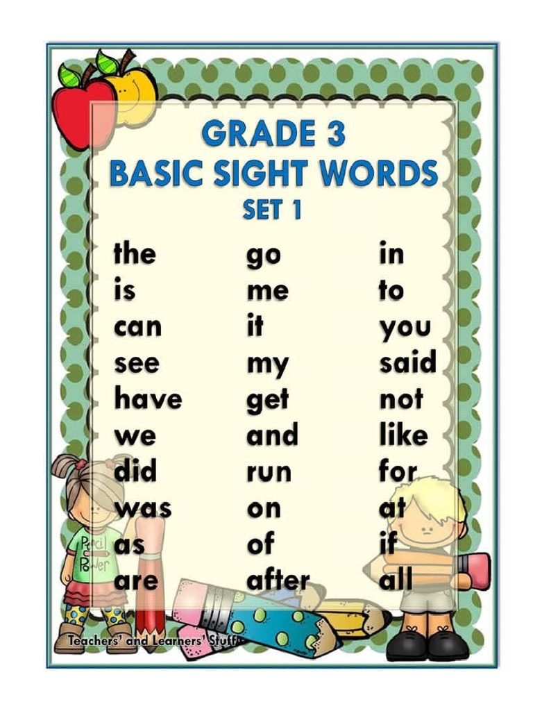 Grade 3 Basic Sight Words Sets 11-19 | PDF