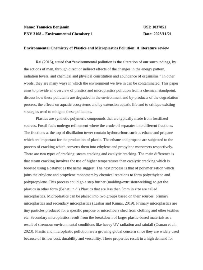 Environmental Impact of Plastics Review | PDF | Cracking (Chemistry ...