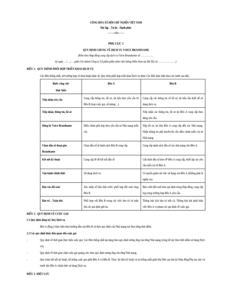 PL 1 - Quy Trình Triển Khai Voice BRN | PDF