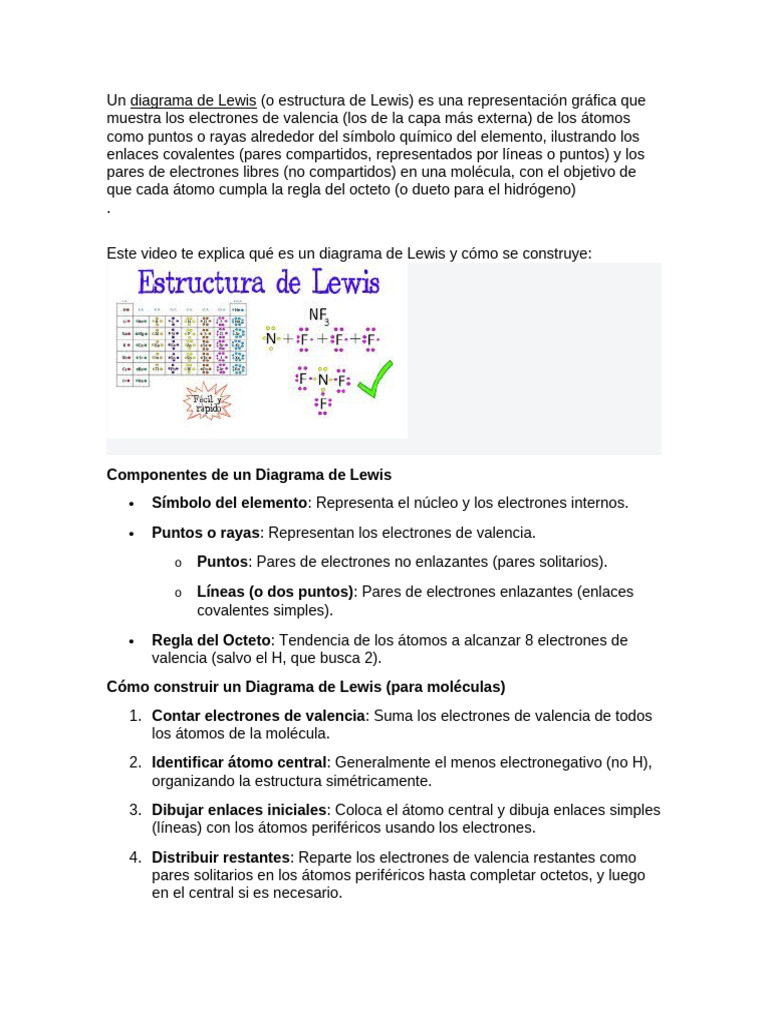 Guía sobre Diagramas de Lewis | PDF | Enlace covalente | Valencia (Química)