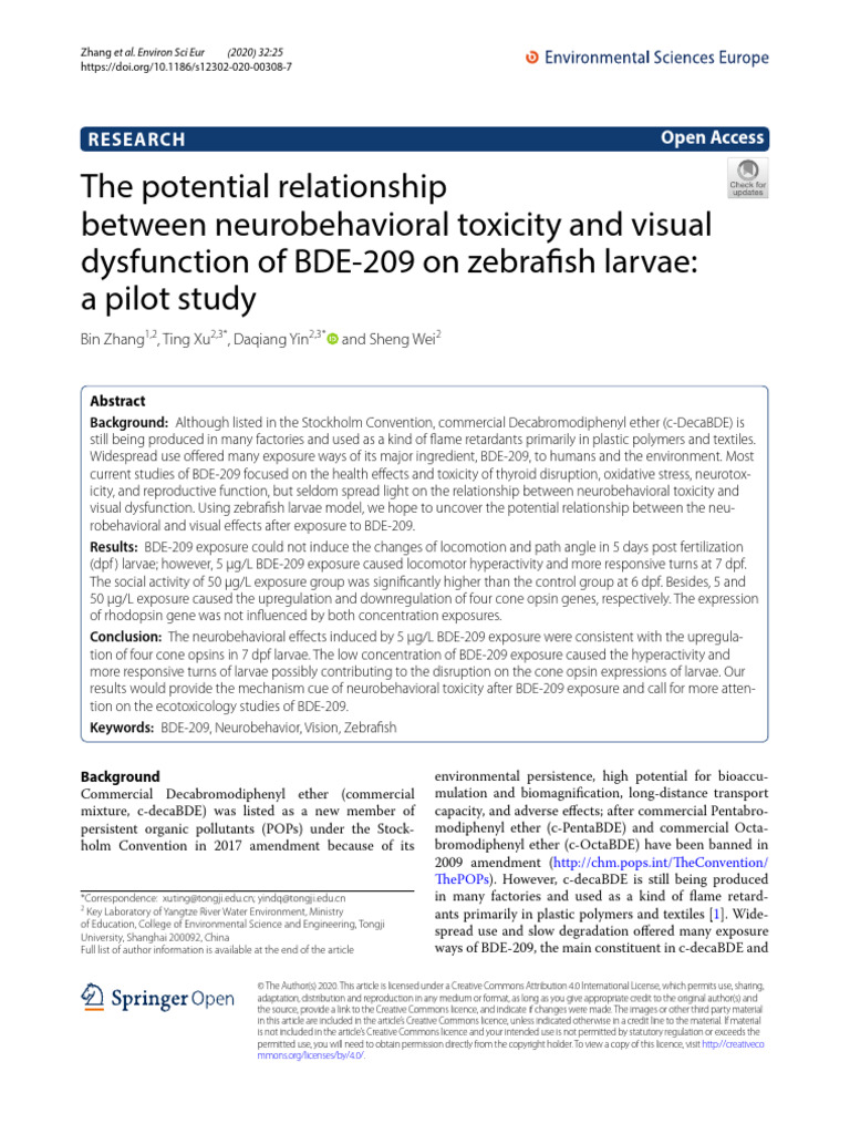 009 the Potential Relationship Between Neurobehavioral Toxicity and ...