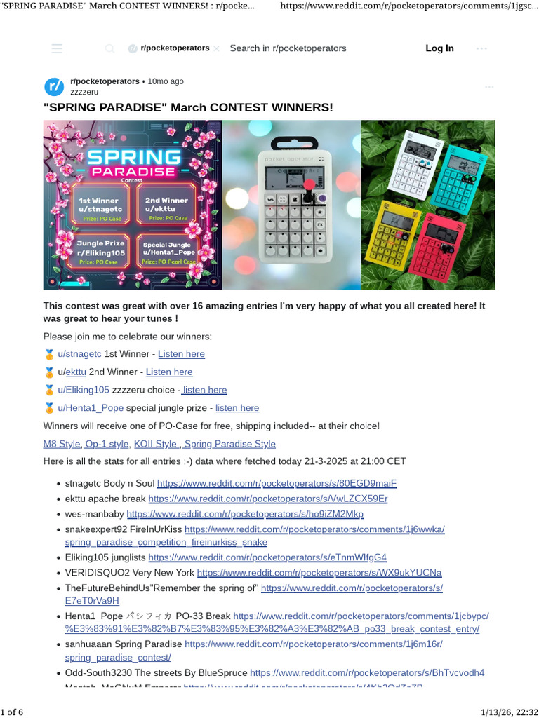 _spring Paradise_ March Contest Winners! _ R_pocketoperators | PDF ...