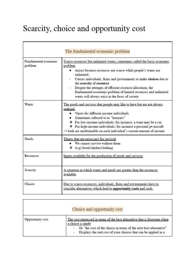 Understanding Scarcity and Opportunity Cost | PDF | Economic Inequality ...