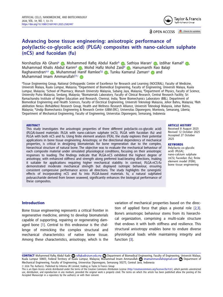 Anisotropic PLGA Composites for Bone Engineering | PDF | Tissue ...