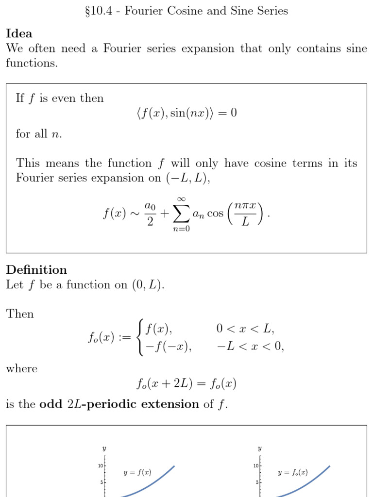 Fourier Cosine and Sine Series Explained | PDF | Mathematical Objects ...