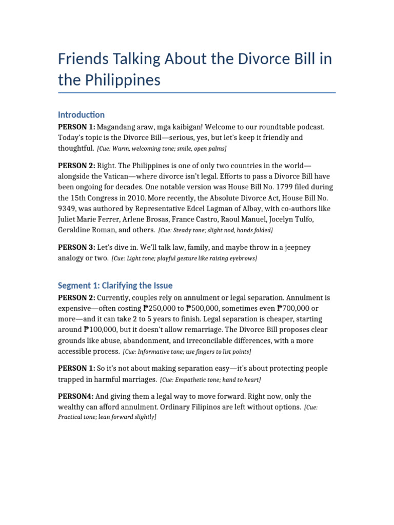 Divorce Bill Script | PDF | Divorce
