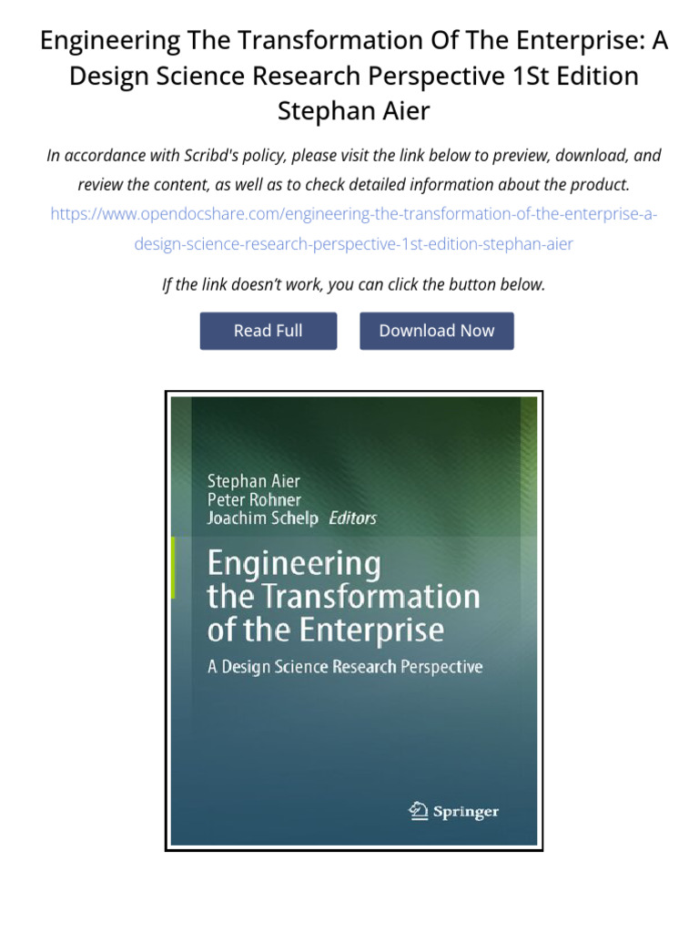 Engineering the Transformation of the Enterprise: A Design Science ...