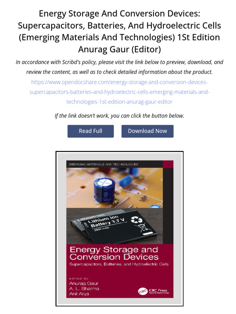 Energy Storage and Conversion Devices: Supercapacitors, Batteries, and ...