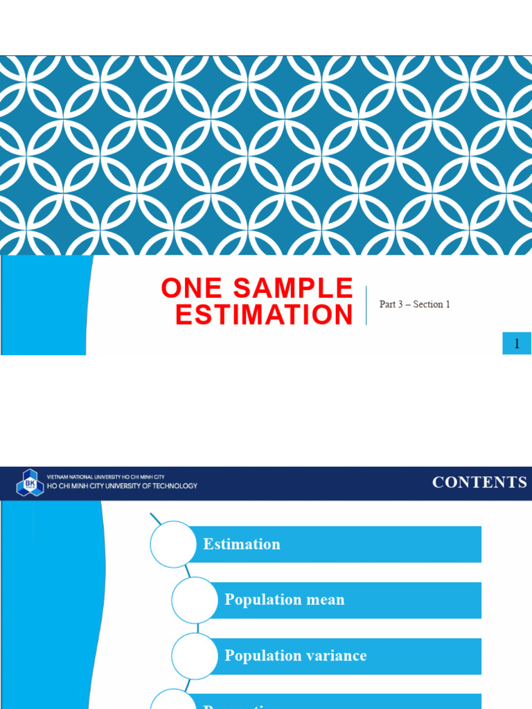 One Sample Estimation Techniques | PDF | Standard Deviation | Estimator