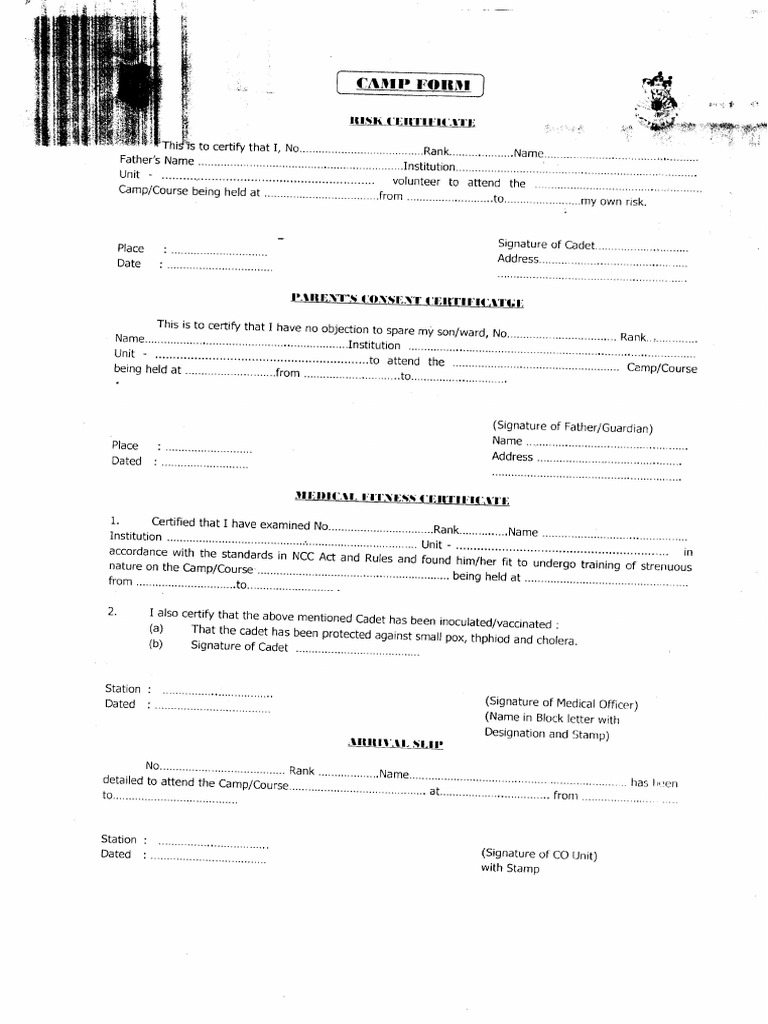 Camp Form | PDF