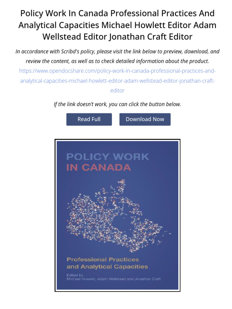 Policy Work In Canada Professional Practices And Analytical Capacities ...