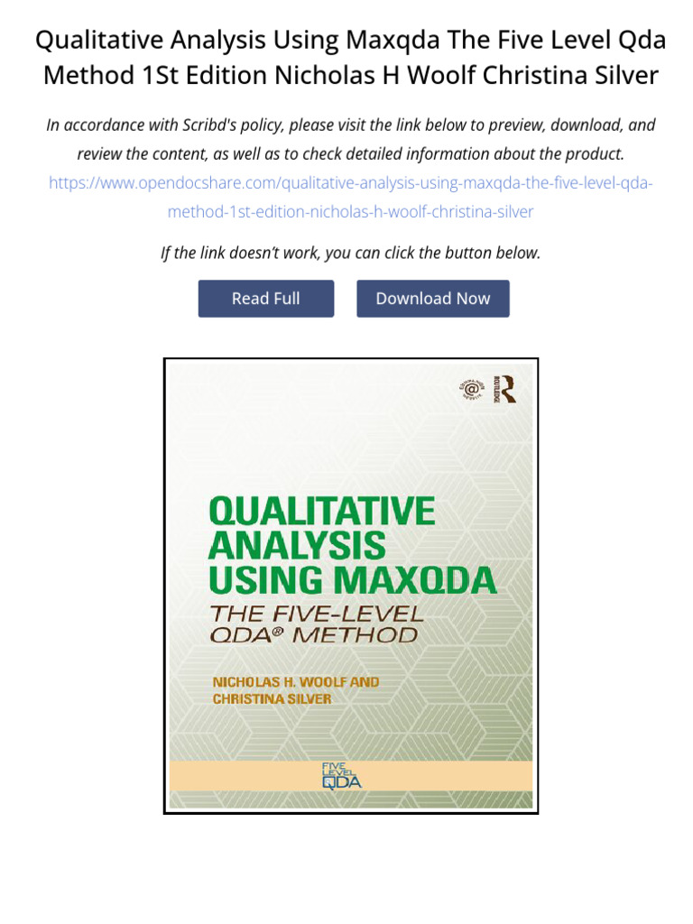 Qualitative Analysis Using MAXQDA The Five Level QDA Method 1st Edition ...