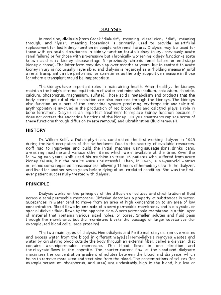 Dialysis Reviewer | PDF | Dialysis | Hemodialysis