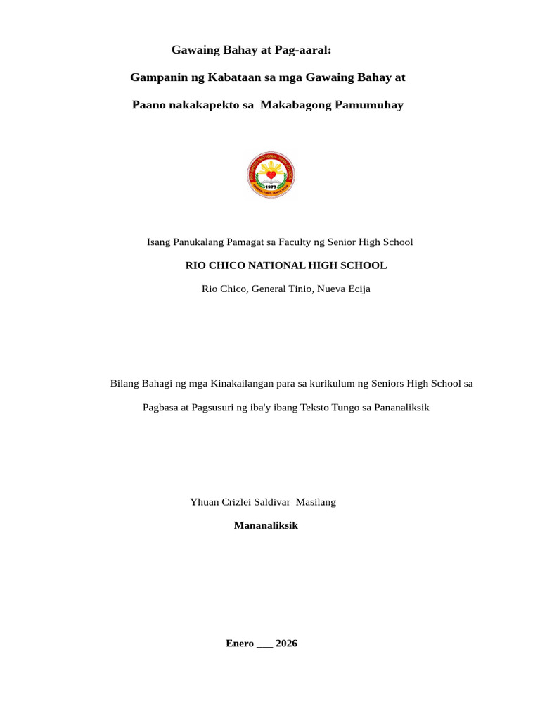 Research Title (Pagbasa at Pagsuri) | PDF