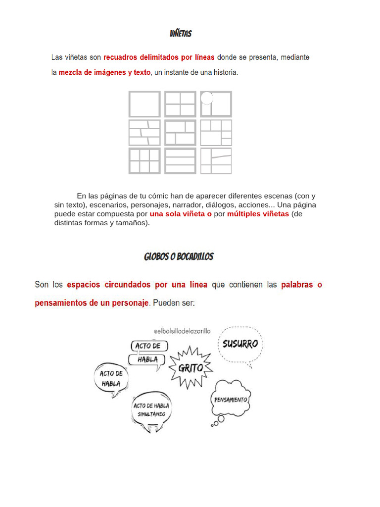 Elementos Clave en Cómics: Guía Visual | PDF