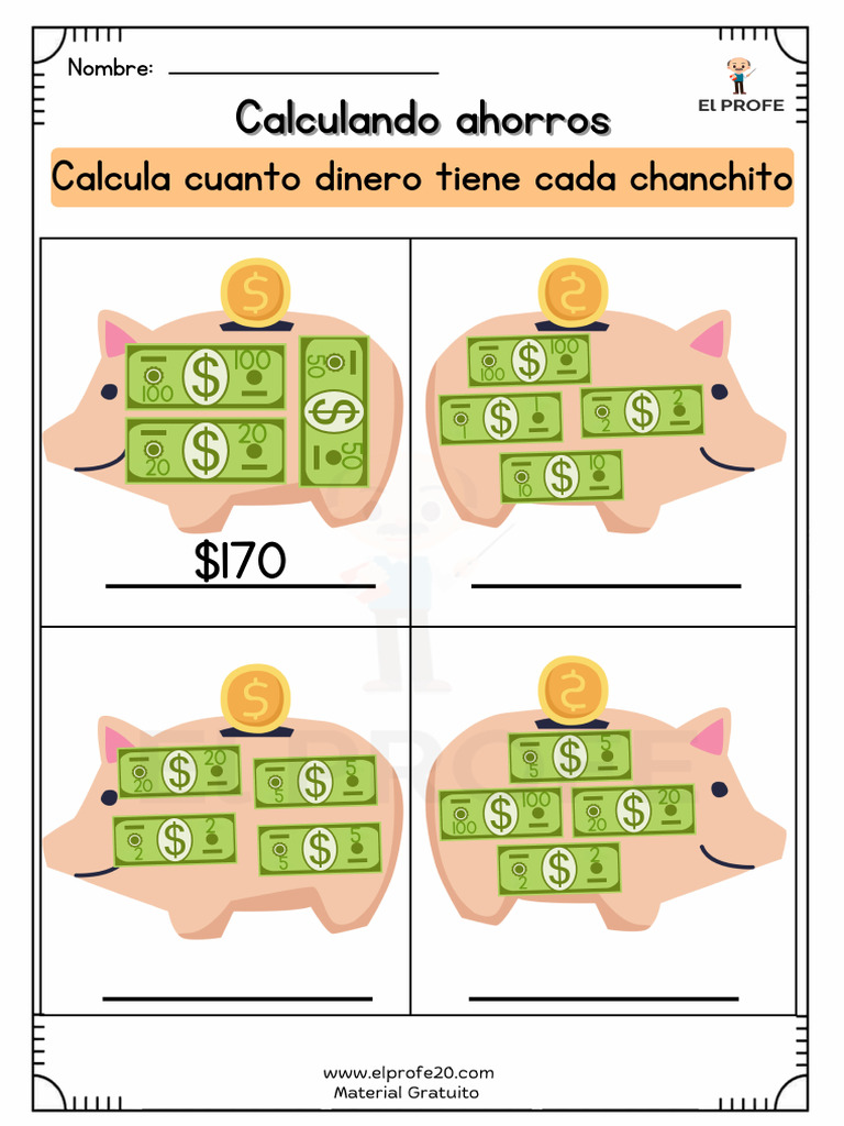 Ejercicios matemáticos Calculando Ahorro | PDF