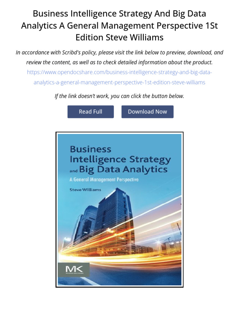Business Intelligence Strategy and Big Data Analytics A General Management Perspective 1st ...