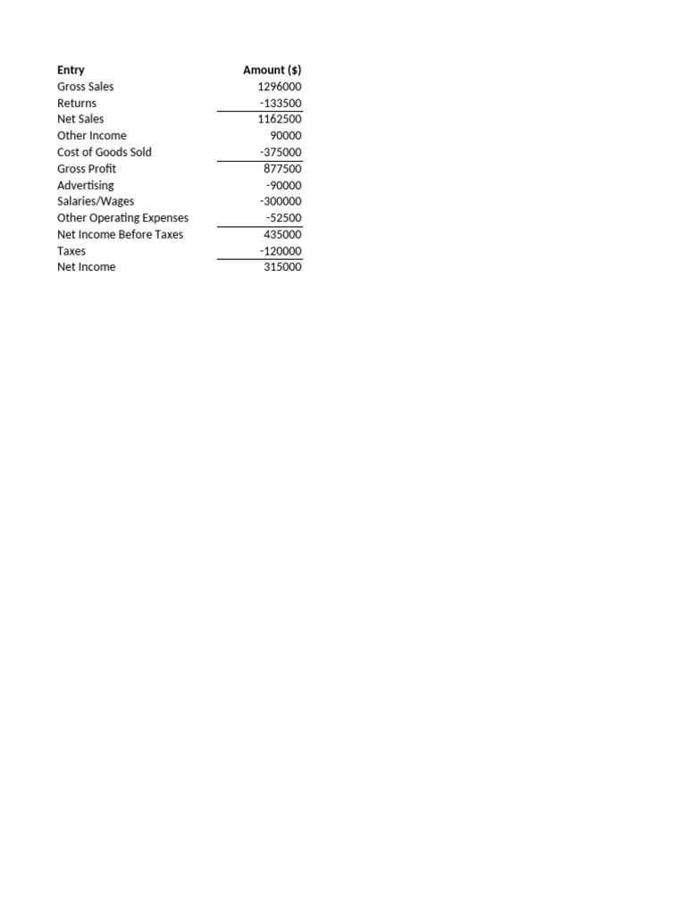 Financial Summary: Net Income Breakdown | PDF