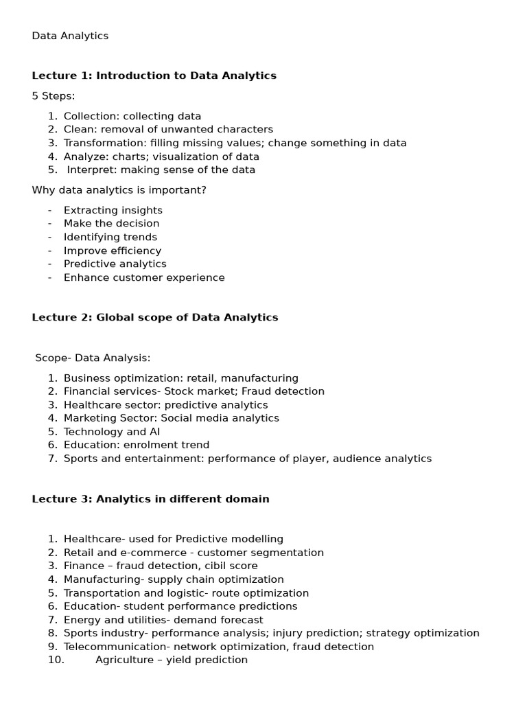 Introduction to Data Analytics Overview | PDF