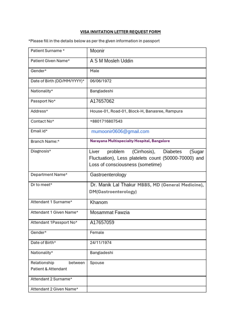 Visa Invitation Letter Request Form for Ayus Portal (3) | PDF