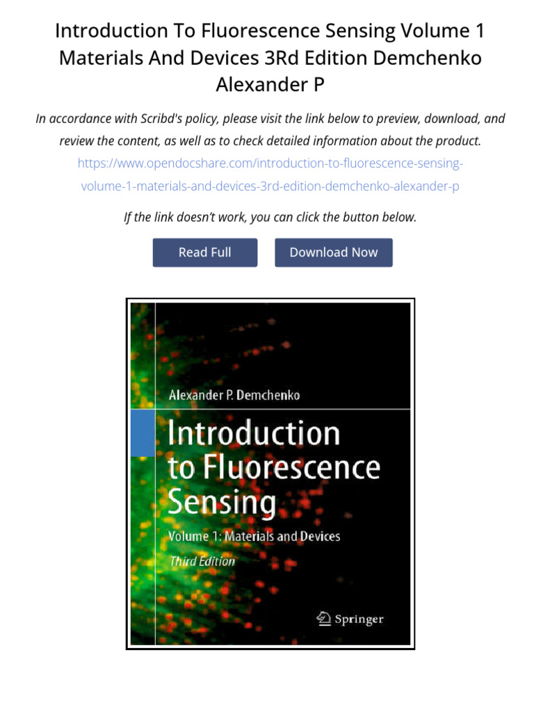 Introduction to Fluorescence Sensing Volume 1 Materials and Devices 3rd ...