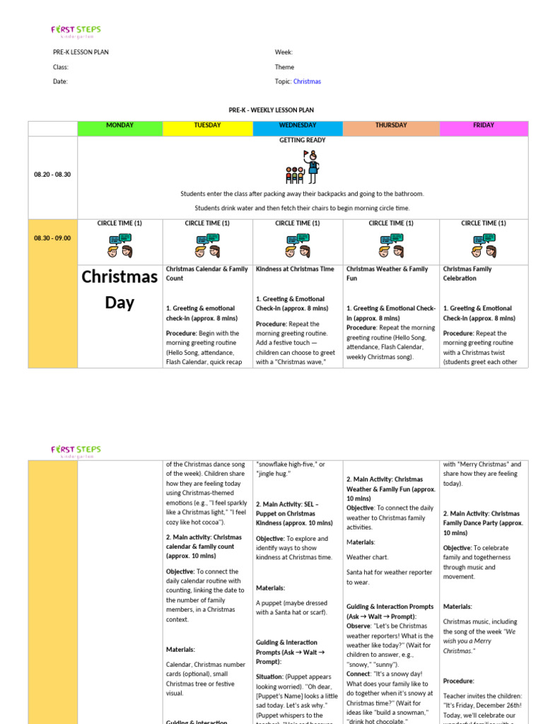 Pre-K Christmas Lesson Plan | PDF | Santa Claus | Christmas