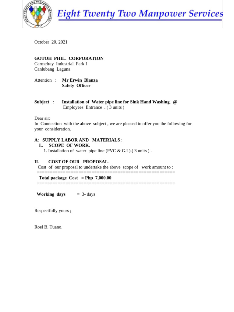 2 Installation of Water Pipe Line for Sink Hand Washing October, 2021 ...